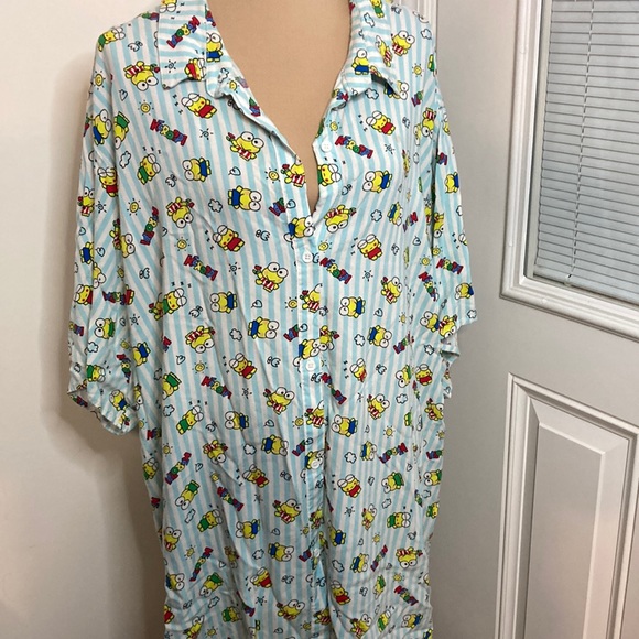 Hello Kitty | Tops | Keroppi Button Up With Blue Stripes | Poshmark